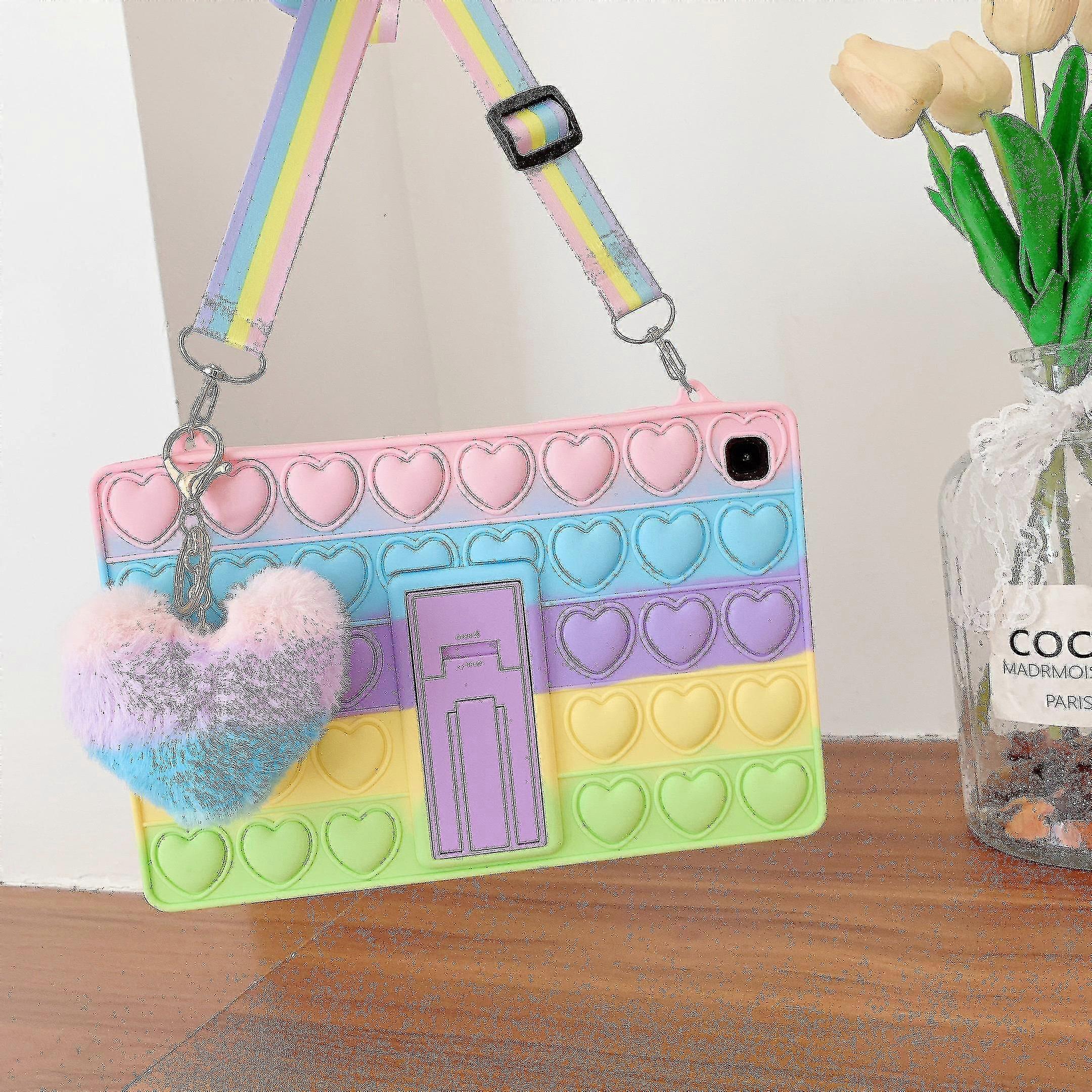 Pop-it Push Bubble Fidget Toy Silicone Cute Case For Ipad With Lanyard ...