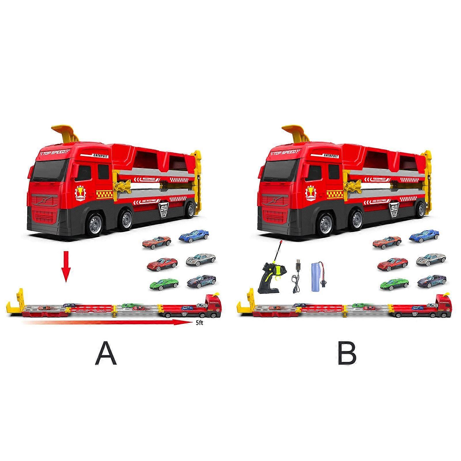 Mega Hauler Truck Ejection Race Track 6 Cars Deform Catapult Shoot Fold ...