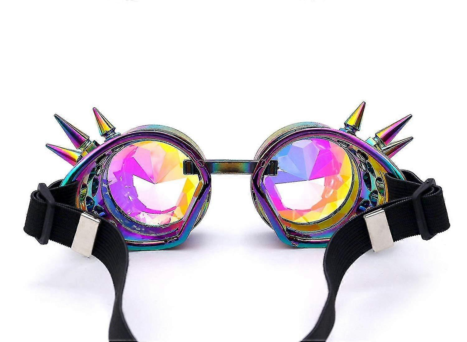 Kaleidoscope Steampunk Rave Glasses Goggles With Rainbow Crystal ...