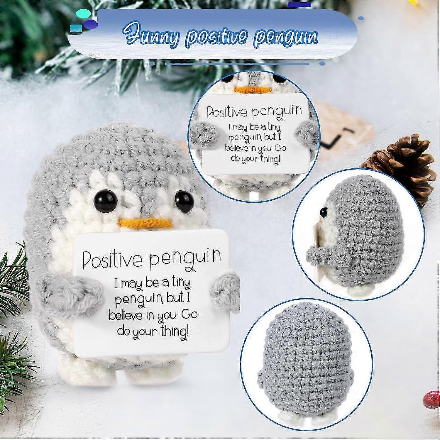 Mini Funny Positive Penguin, Knitted Toy with Positive Card Emotional ...