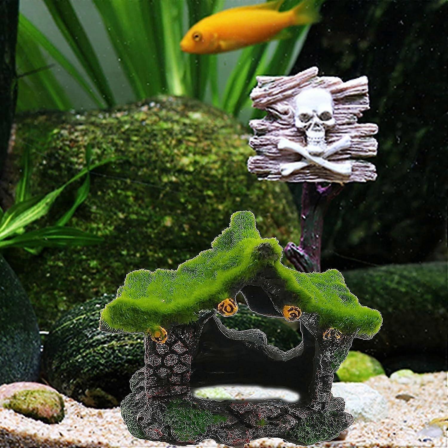 Aquarium Decoration House Resin Hollow Hideout House, Betta Fish Log ...