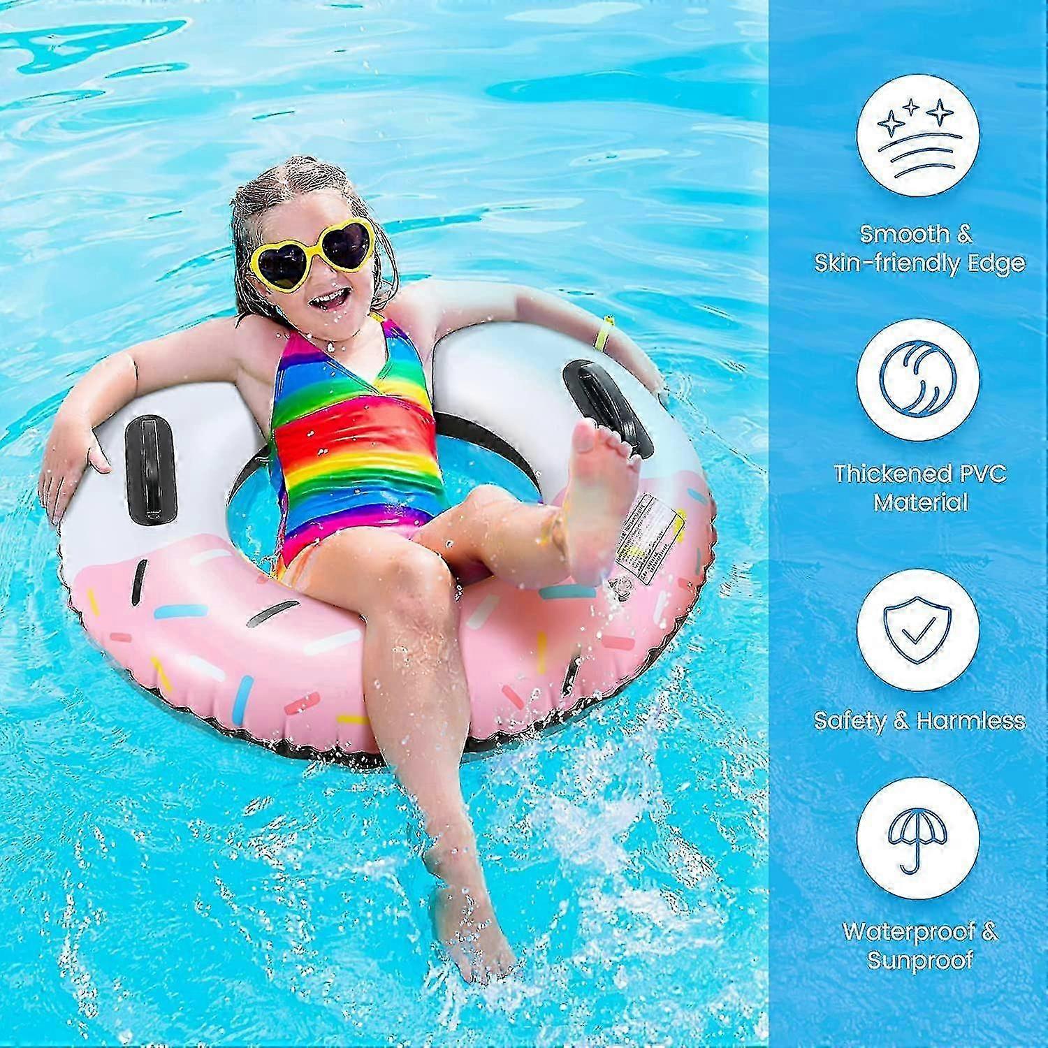 Panda Pool Floaties For Kids, Ring Floatie With Handles, Inflatable Pool Float Swimming Ring ...