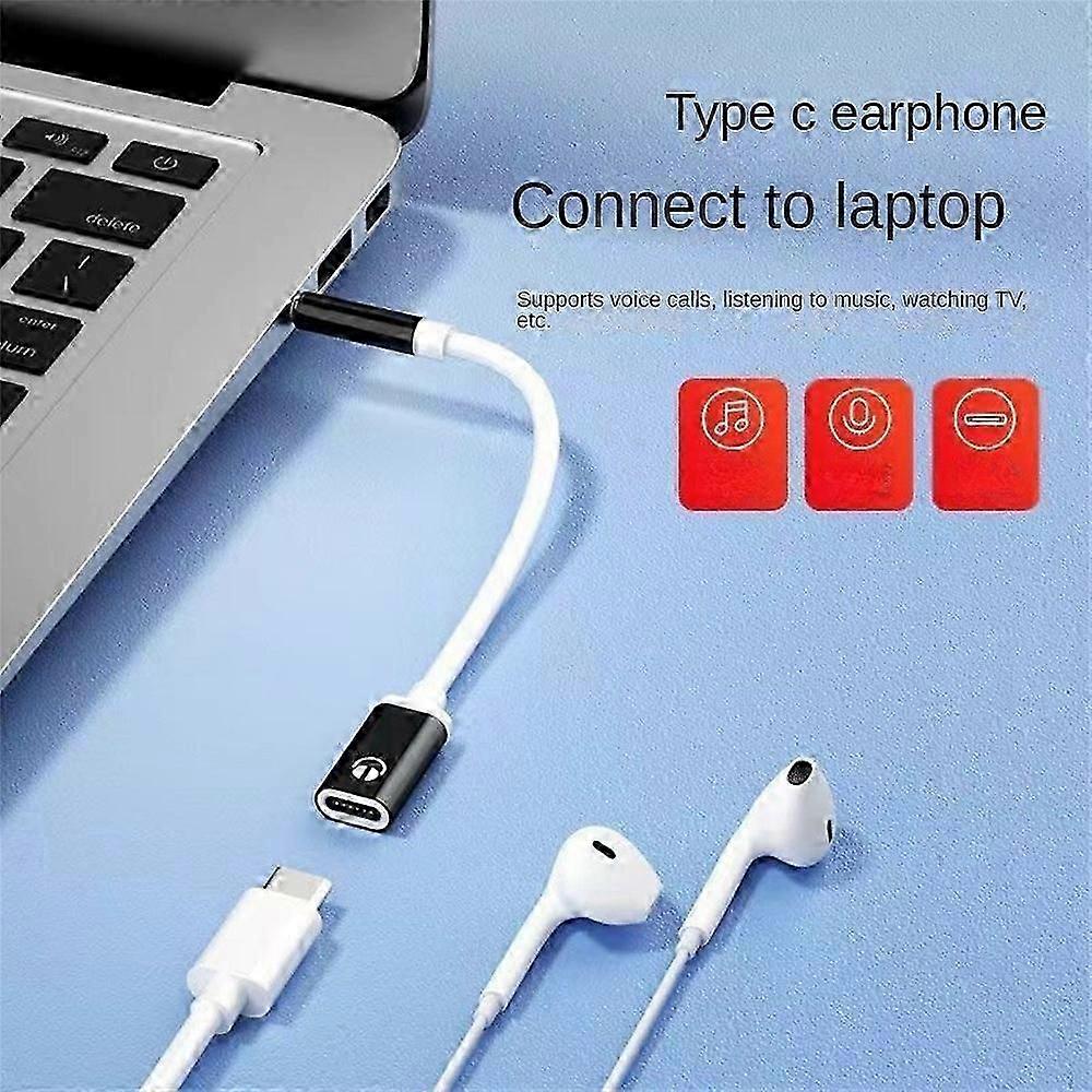 3.5mm Male to Type-c Female Headphone Converter Flat Adapter Analog ...