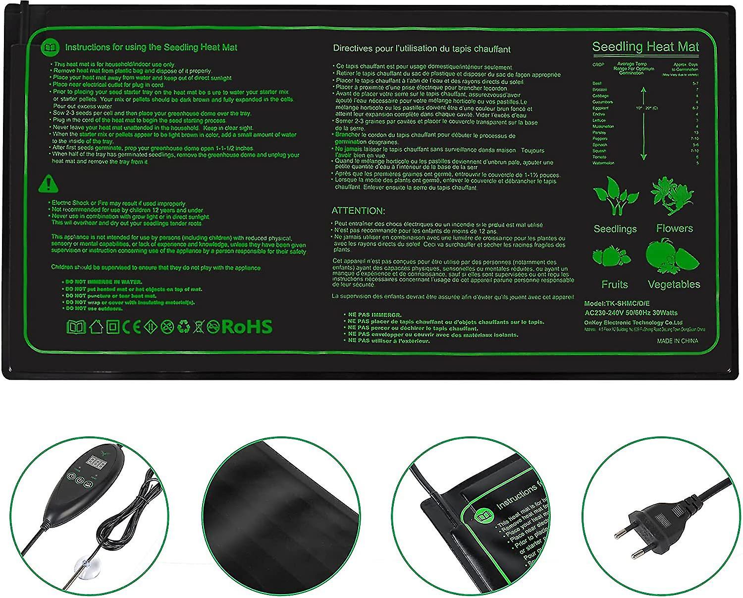 Adjustable Heat Mat With Thermostat Controller Waterproof Hydroponic ...