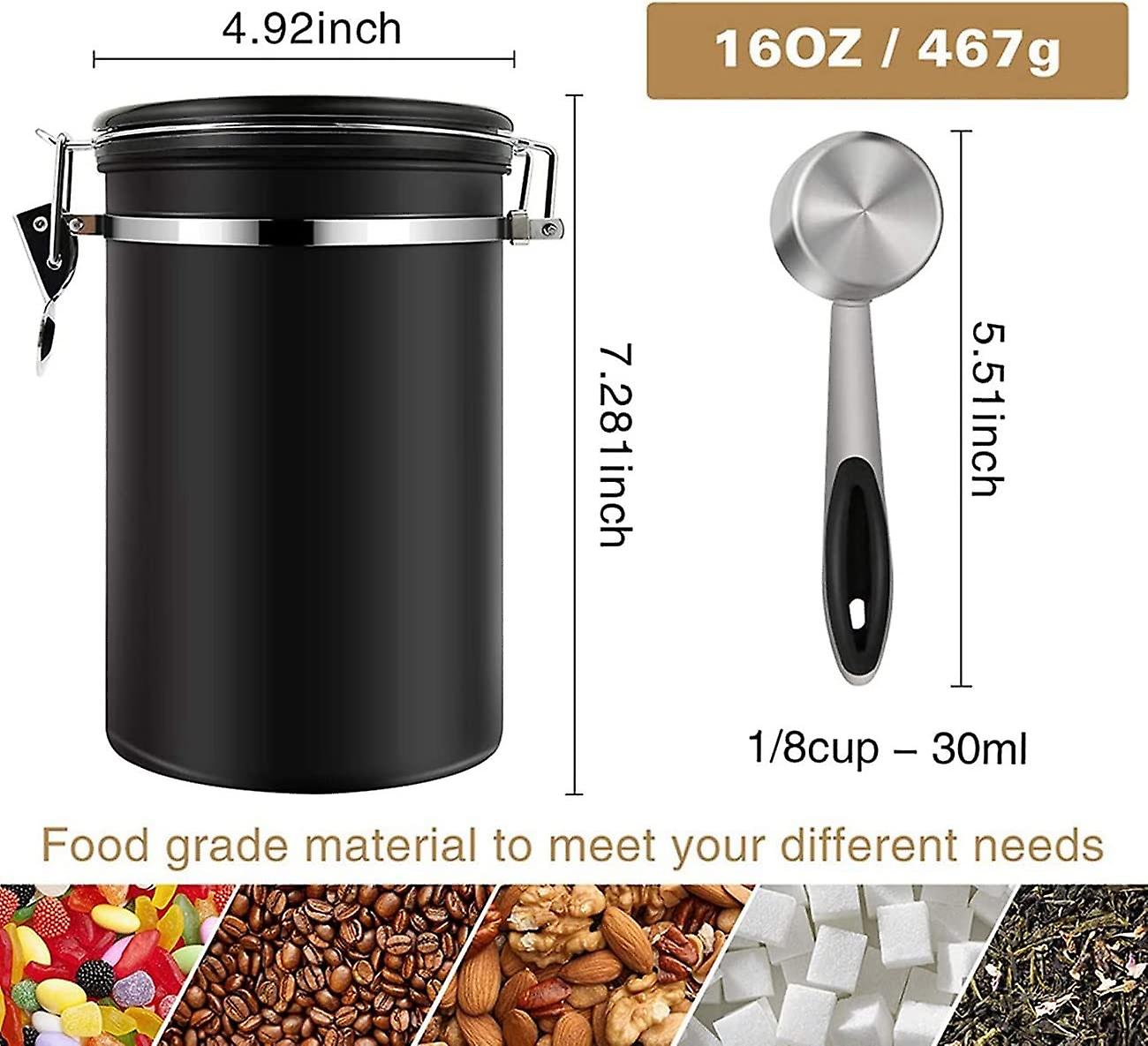 Coffee Canister, 1.8L Coffee Storage Container, One Way Co2 Valve with ...