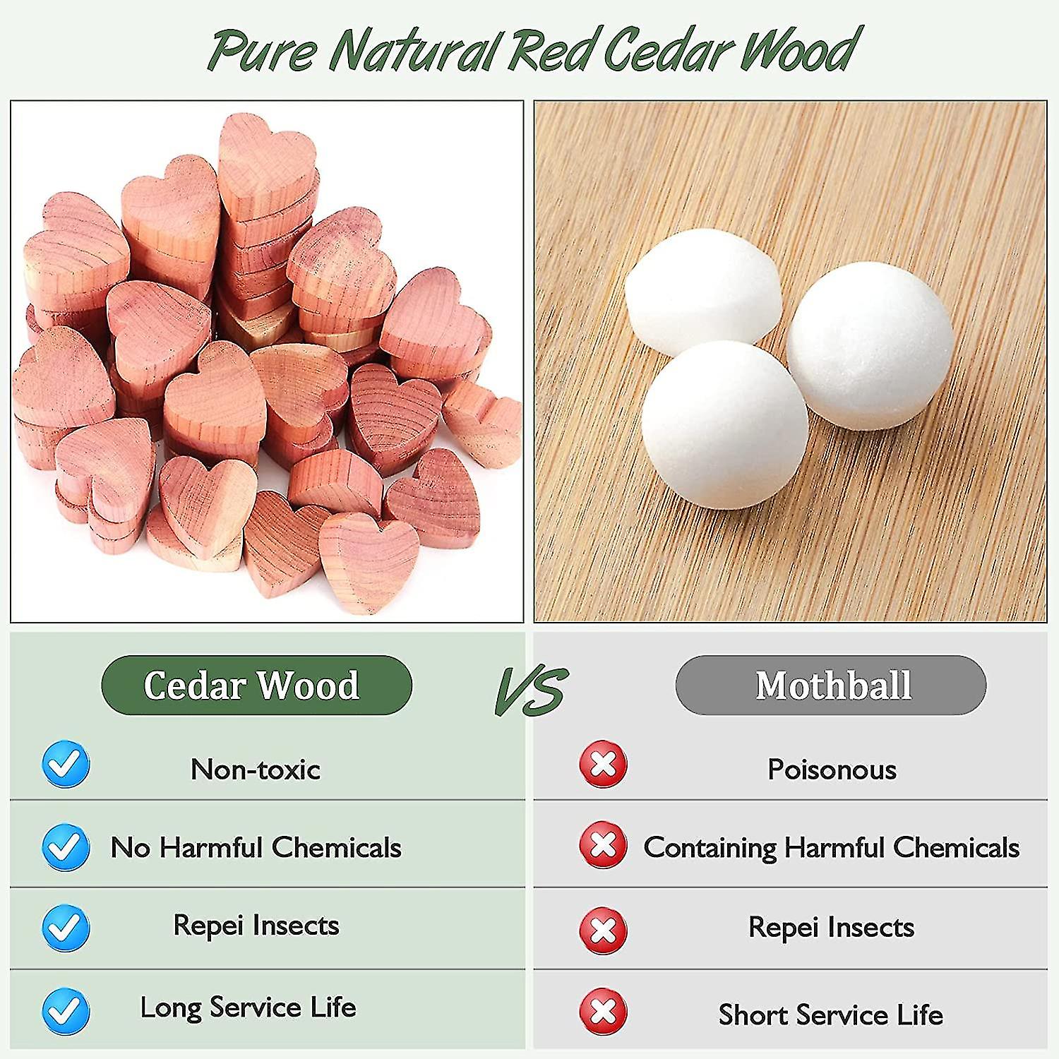 50 Pack Cedar Wood Moth Repellent Textile Moth Repellent Cedar Wood ...