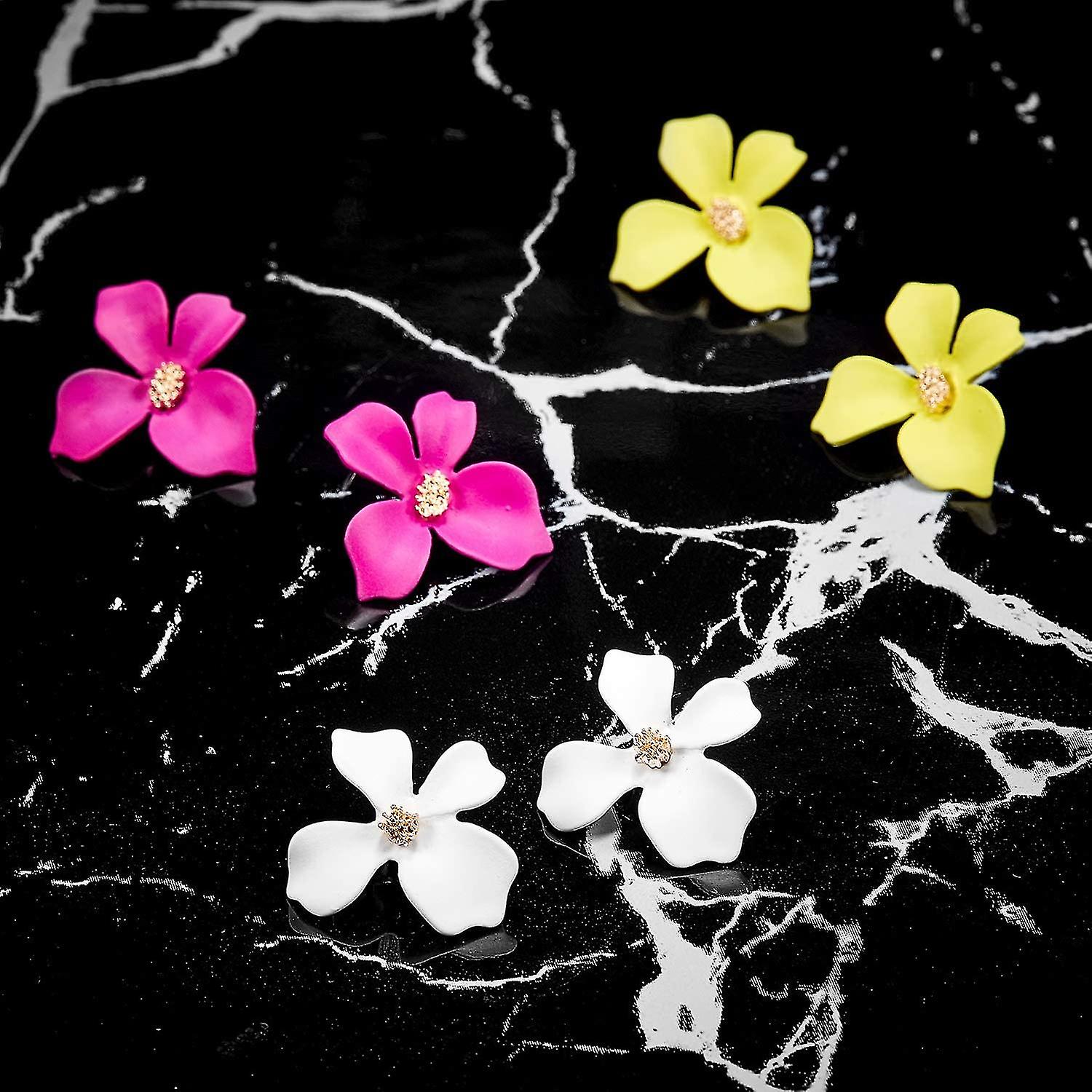9 Pairs Flower Stud Earrings Set Bohemian Flower Earrings With Faux ...