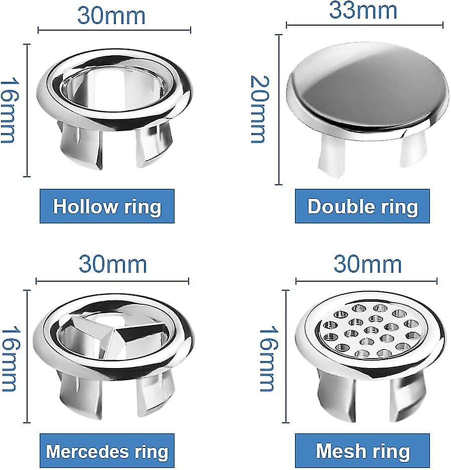 8 PCS Sink Overflow Ring Sink Hole Cap Vanity Basin Overflow Covers Drain Cap Cover Insert in ...