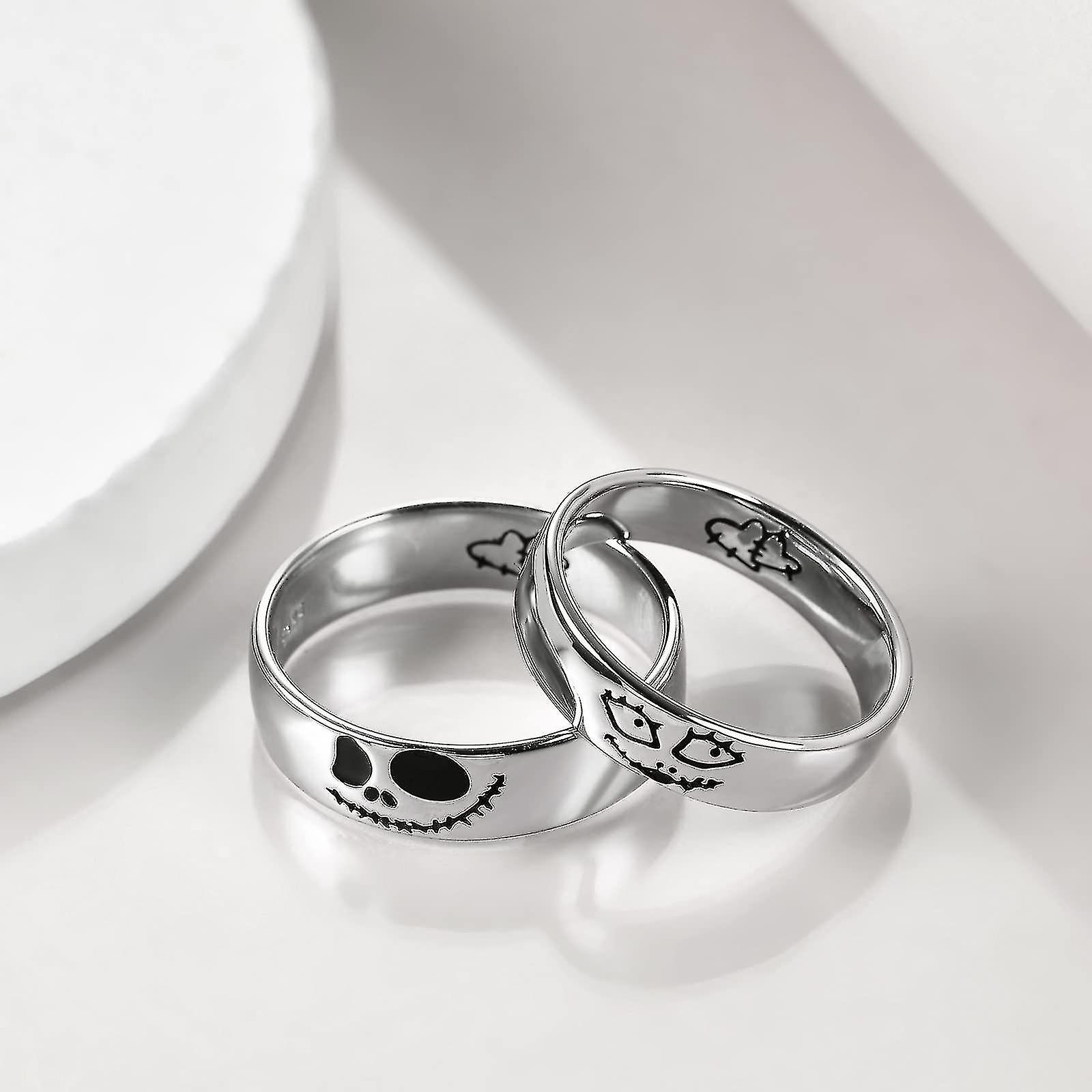 Jack Gothic Couple Rings Sterling Silver Jack And Sally Skull Rings ...