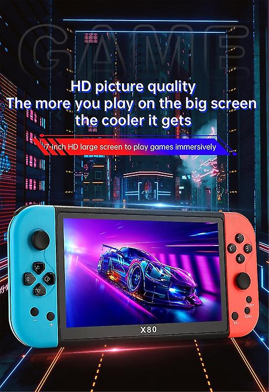 X80 Game Console 7-inch Handheld Card Large Screen Classic Arcade ...