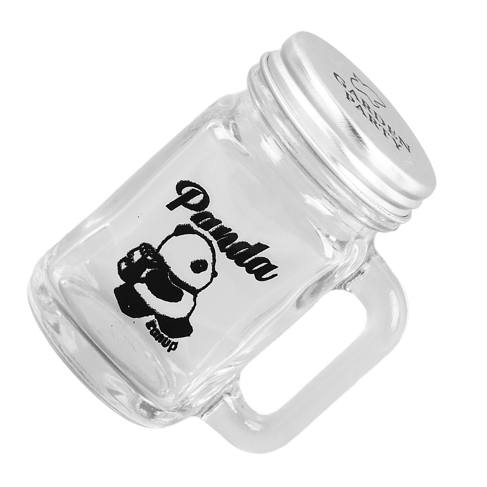 Clear Glass Jar Panda Pattern Thick Handle Airtight Lid High Temp ...