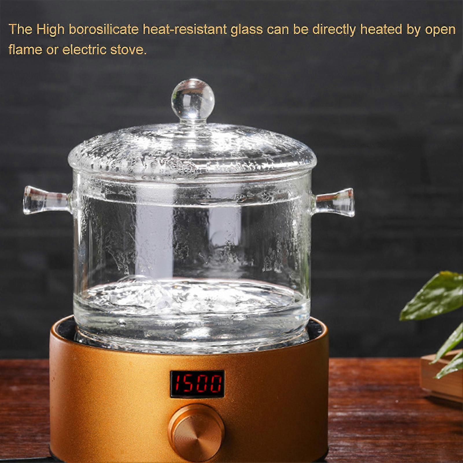 Glass Cooking Pan Healthy Heat-resistant Transparent Cooking Soup Glass ...