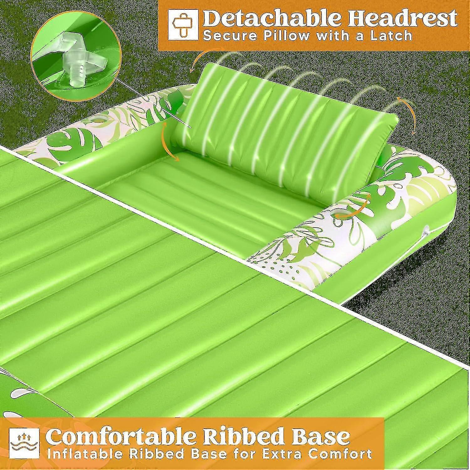 Sloosh Inflatable Tanning Pool Lounger Float For Adults, 70" X 46 ...