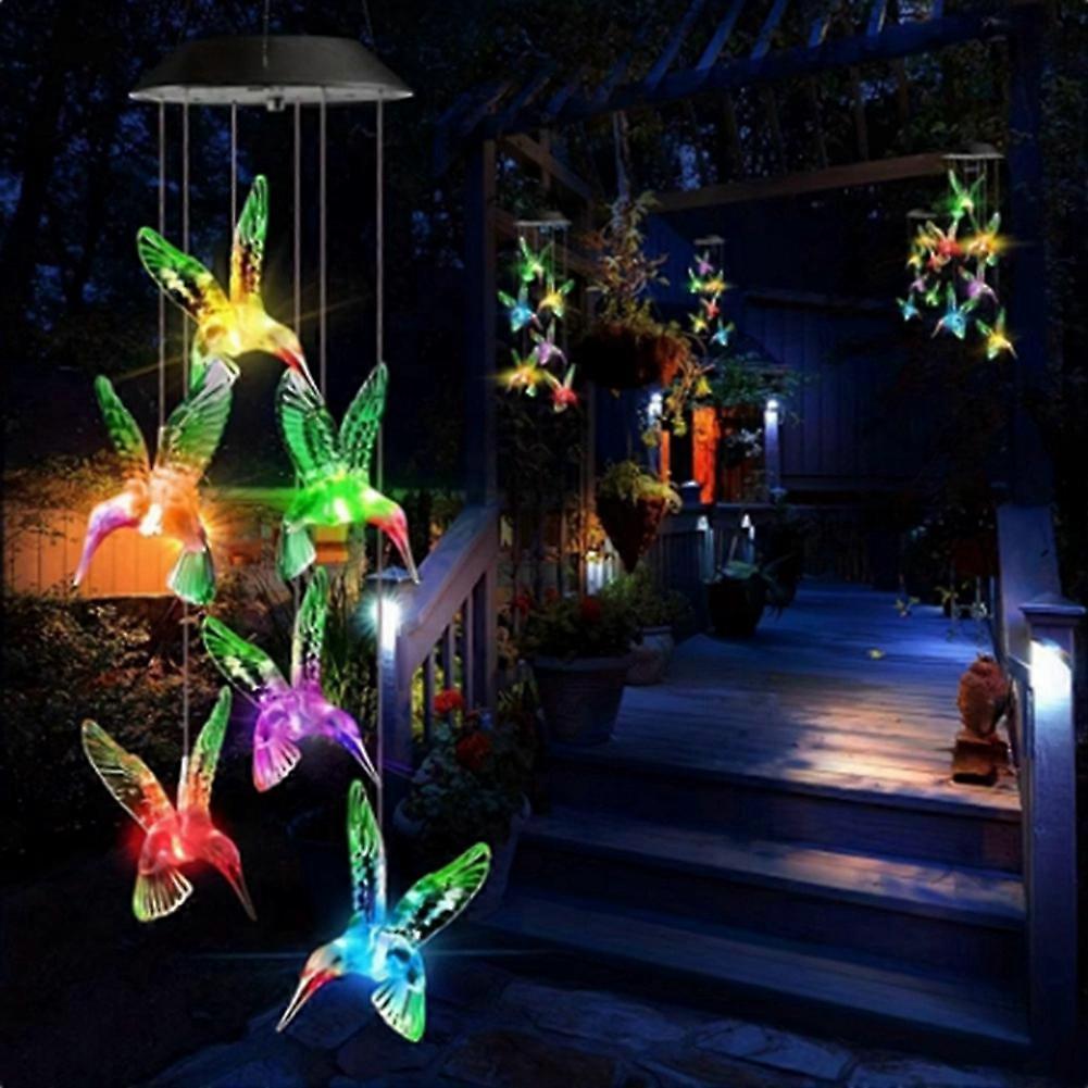Solar-Powered Hummingbird - Color-Changing Light - Outdoor Garden Decor ...