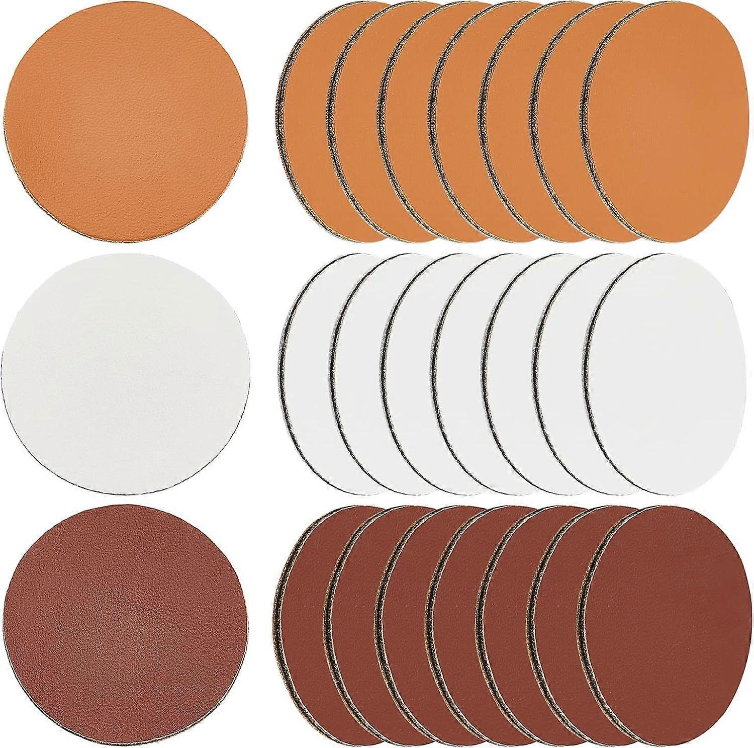 60Pcs Round Leather Tags 1.6Inch/40mm Leather Blank Label Non-Holes ...