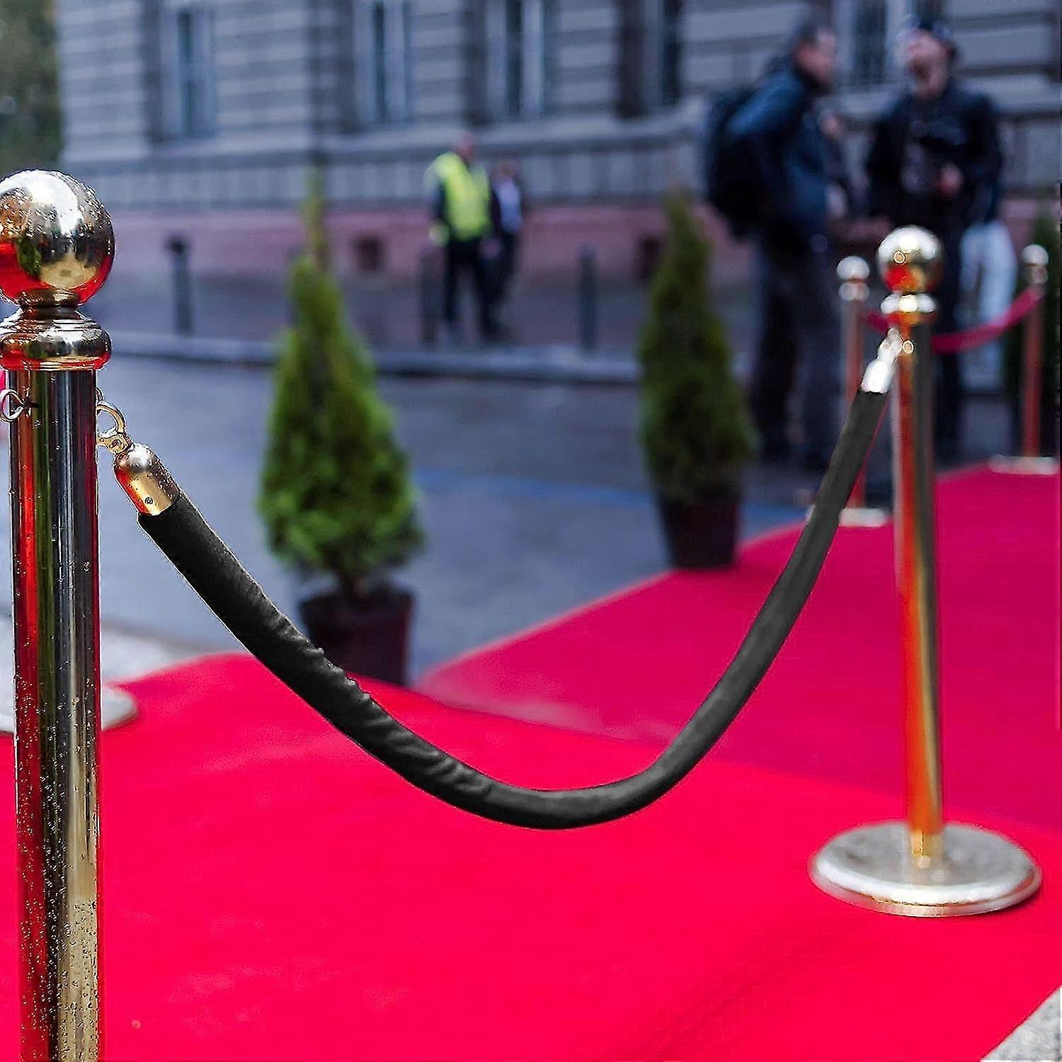 Black Velvet Stanchion Ropes With Gold Clasps, 5 Ft Crowd Control ...