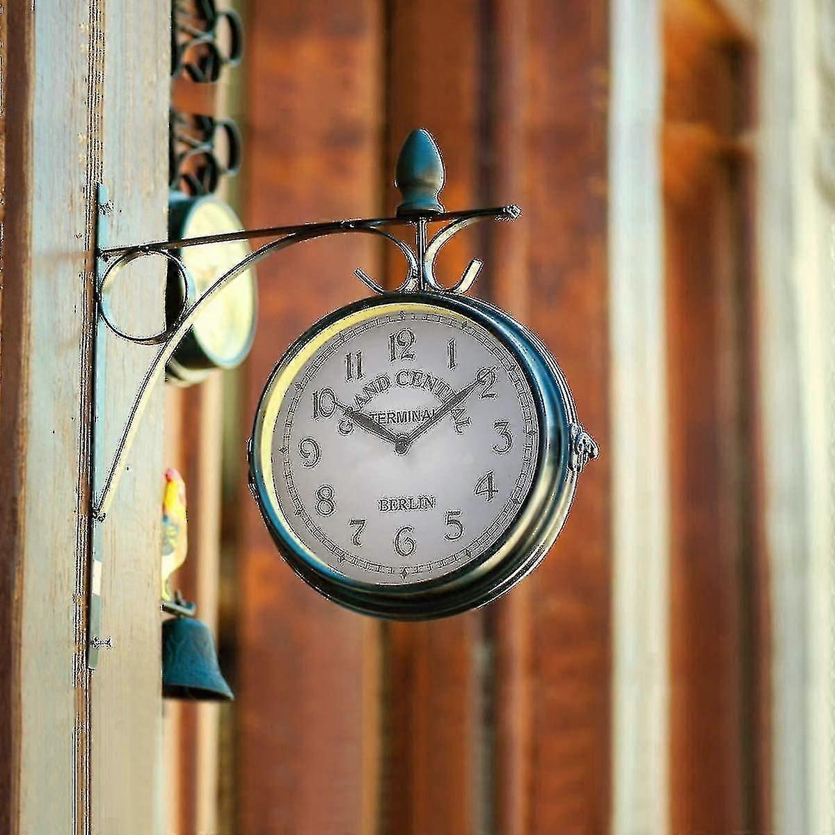 33 X 30 X 10 Cm Double-sided Wall Clock - Station Clock Garden Clock ...