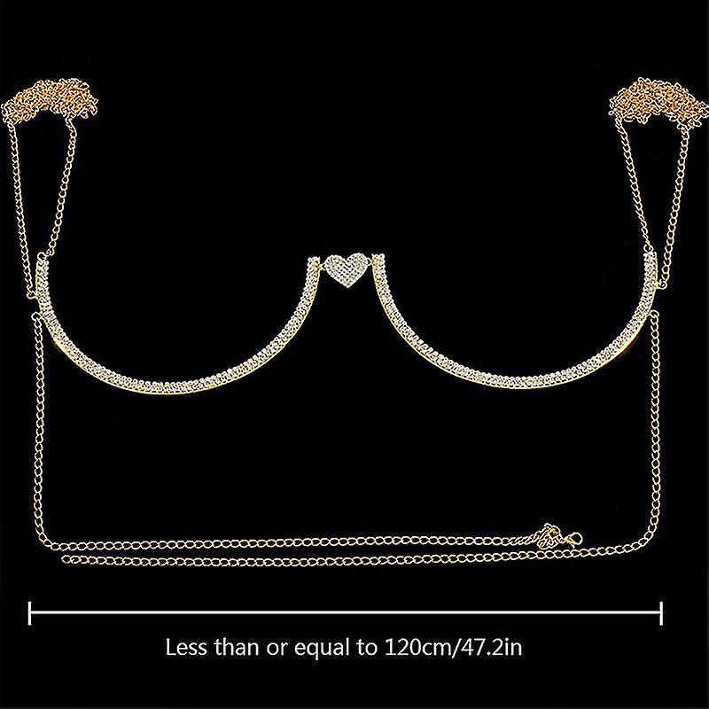 Heart Rhinestone Chest Bracket Body Jewelry Bra Chain For Women Chain ...