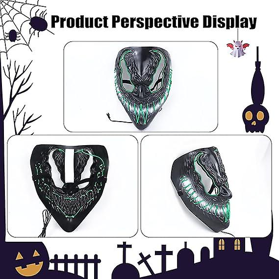 LED Halloween Masks with 3 Lighting Modes, Demon Face Masks, Halloween ...