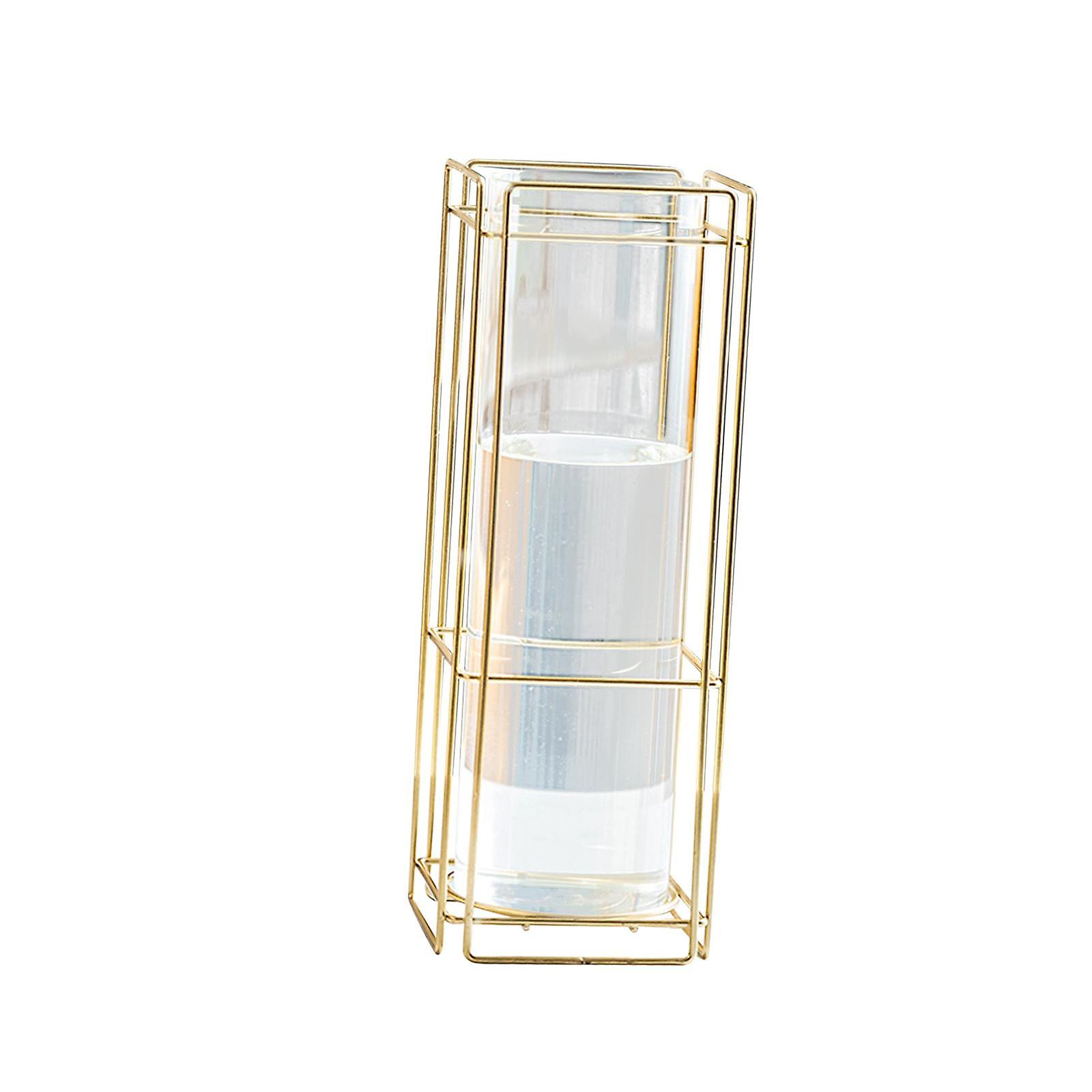 Flower Vase Glass Tube Vase With Metal Rack Stand Desktop Flower Vase ...