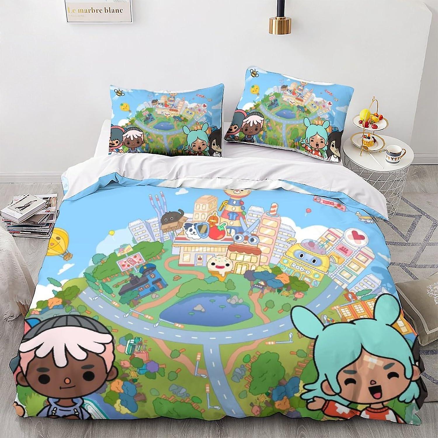 Entemah Toca Life World 3 Piece Set Printed Duvet Cover Bed Set ...