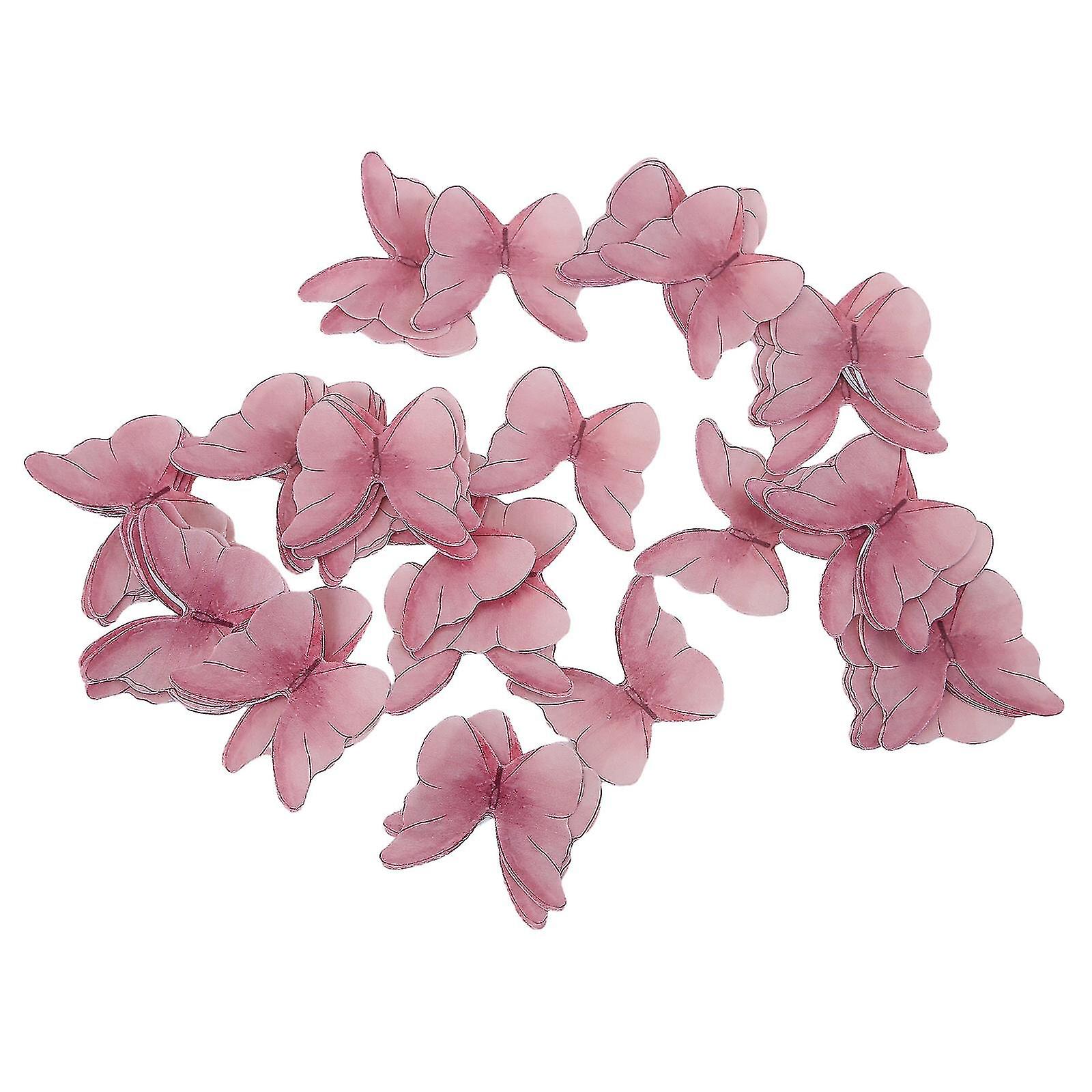 48PCS Edible Butterfly Wafer Paper 3D Colorful Cake Realistic Butterfly ...