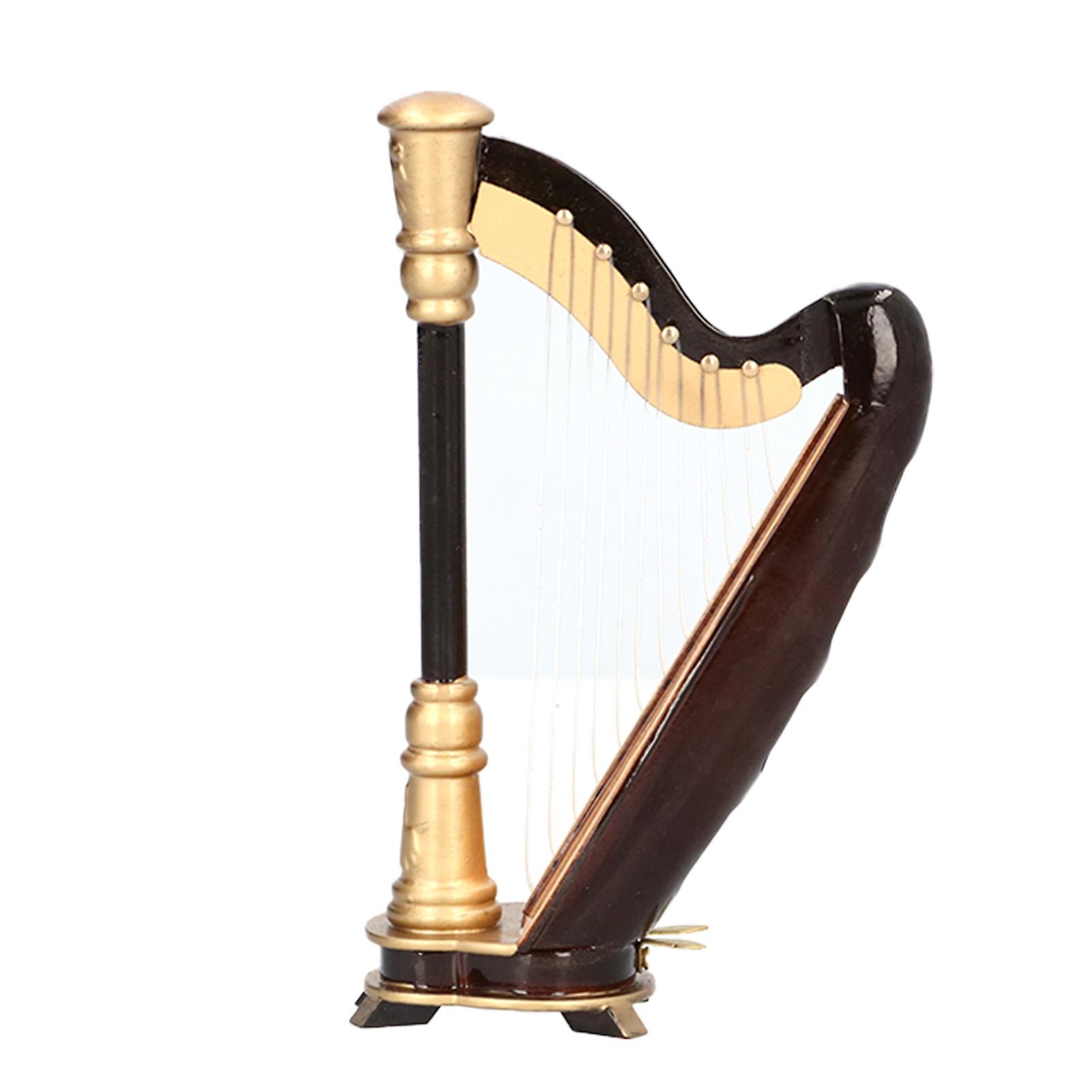 Mini Harp Model Musical Instrument Replica Home Office Table Decoration ...