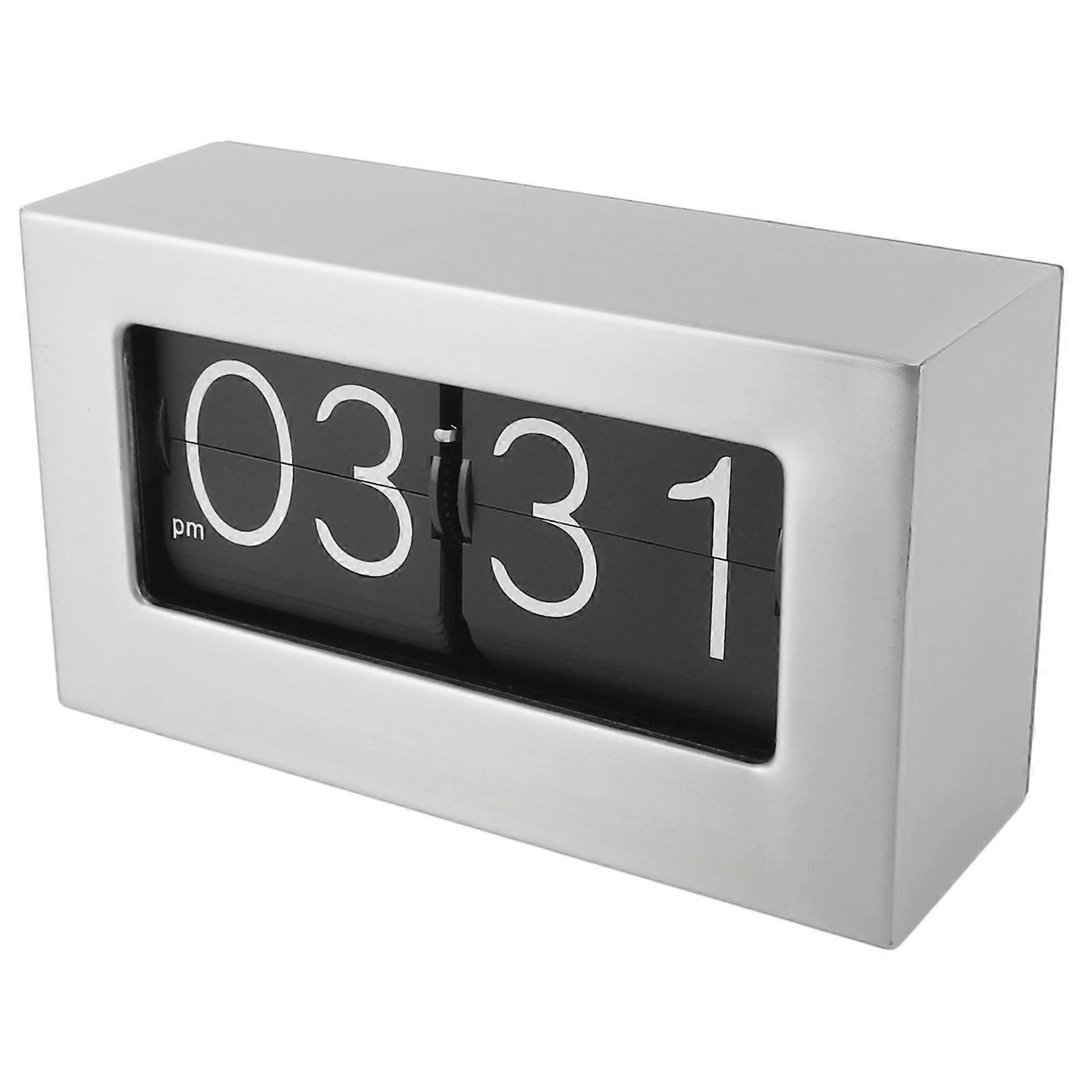 Auto Flip Clock 12H Stainless Steel Retro Style Clear Display Flip Down ...