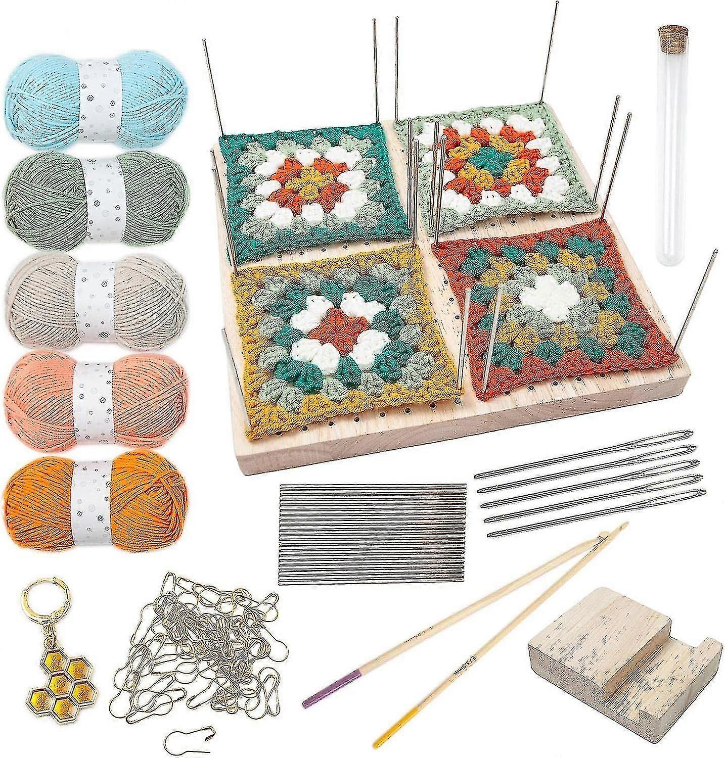 Virkning, Fyrkantig Trä Block Board Matta, Virka Tillbehör Och ...