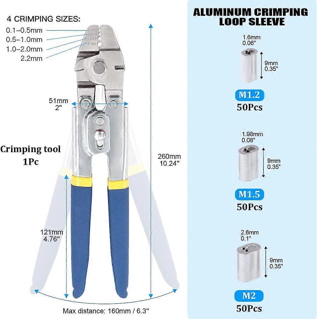 Terminal Crimping Pliers, Crimping Tool for Wire Rope up to 2.2mm with ...
