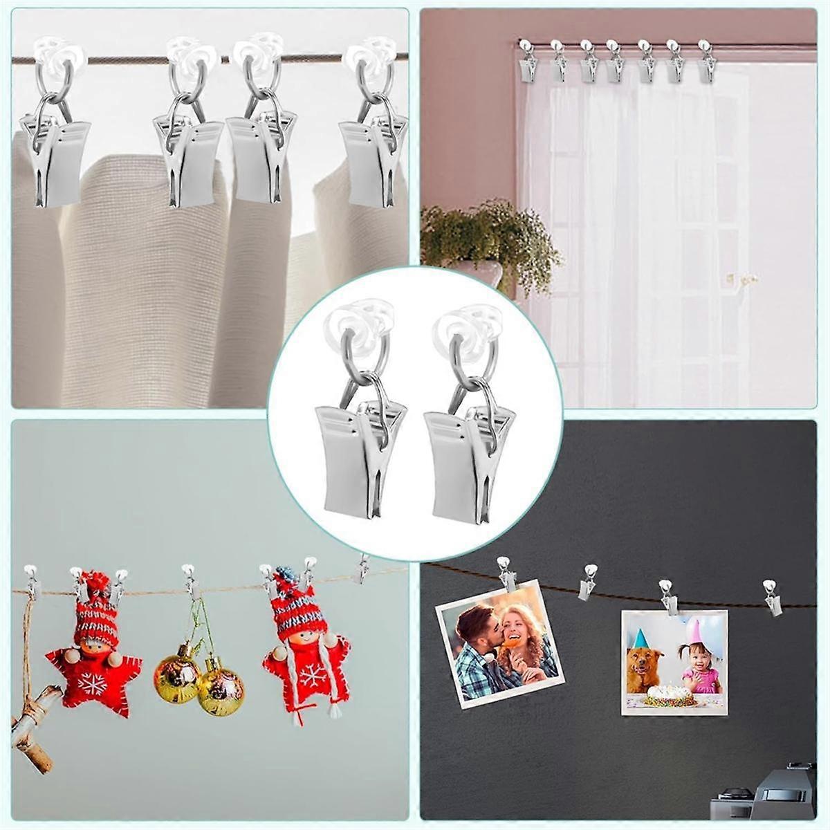 Pack of 100 Curtain Clips,Curtain Clips, Rolls with Plastic Rollers and ...