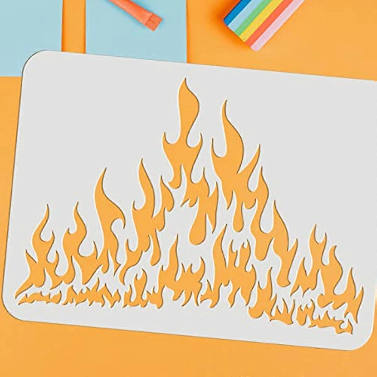 9 PCS Fire Pattern Stencil 3 Sizes Reusable Burn Blaze Bonfire Painting ...