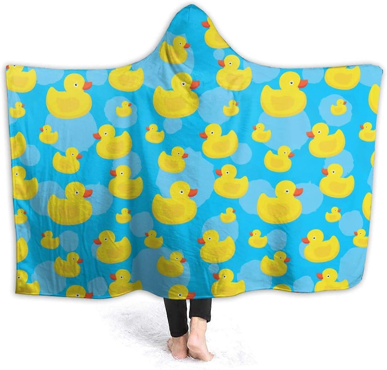 Cute Yellow Duck Hooded Blanket Soft Plush Wearable Blanket Warm Hooded ...