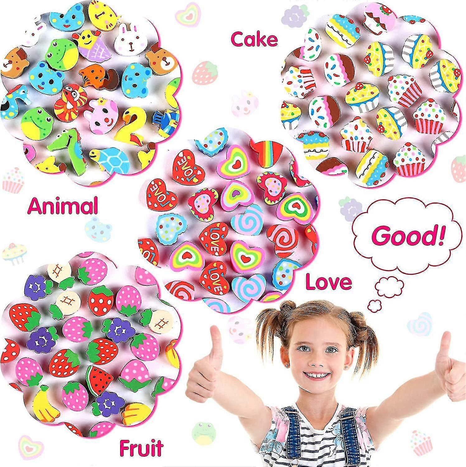 150 Pieces Mini Erasers For Kids Bulk, Novelty Animal Erasers,pencil Erasers Assortment,cute S ...