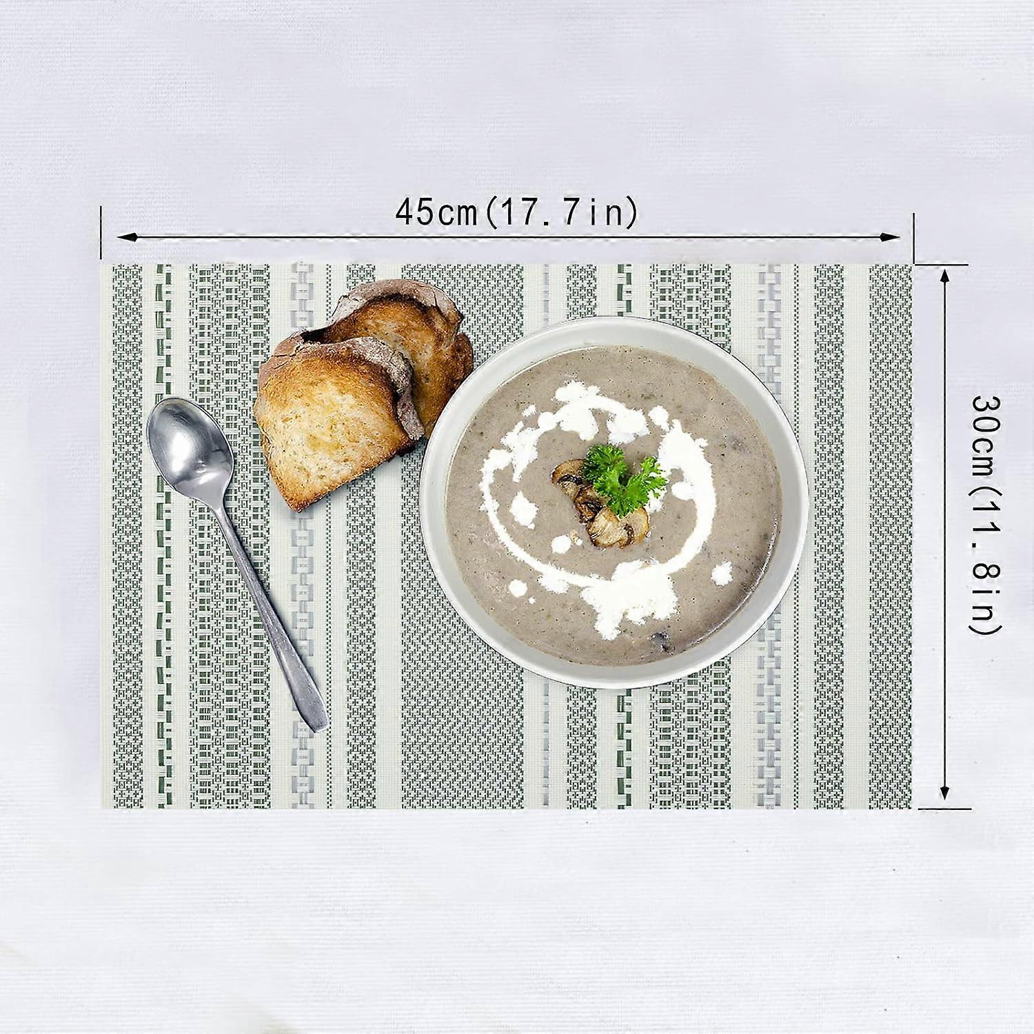 Green Placemats Set of 4,Vinyl Table Place Mats Heat Stain Resistant ...