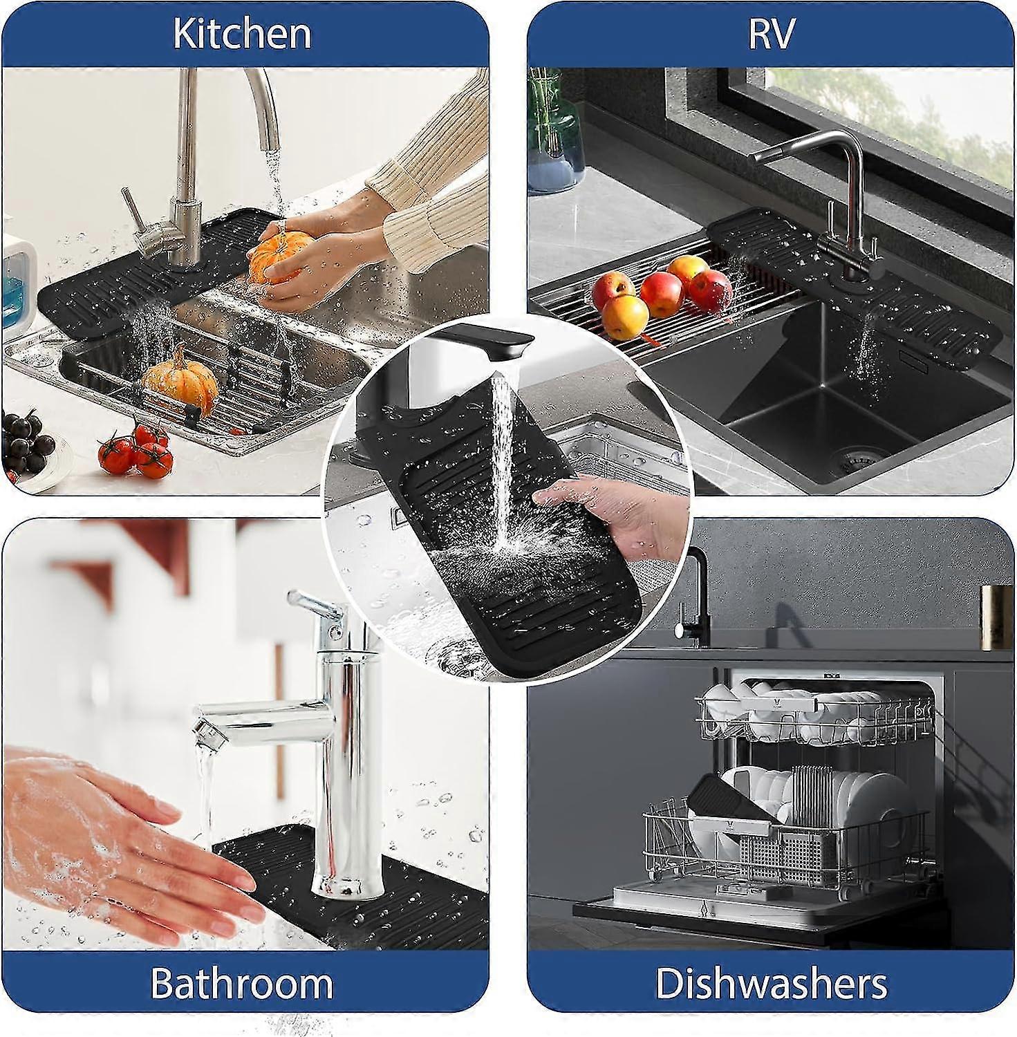 Kitchen Splash Guard For Sink, Silicone Sink Faucet Mat Splash Guard ...