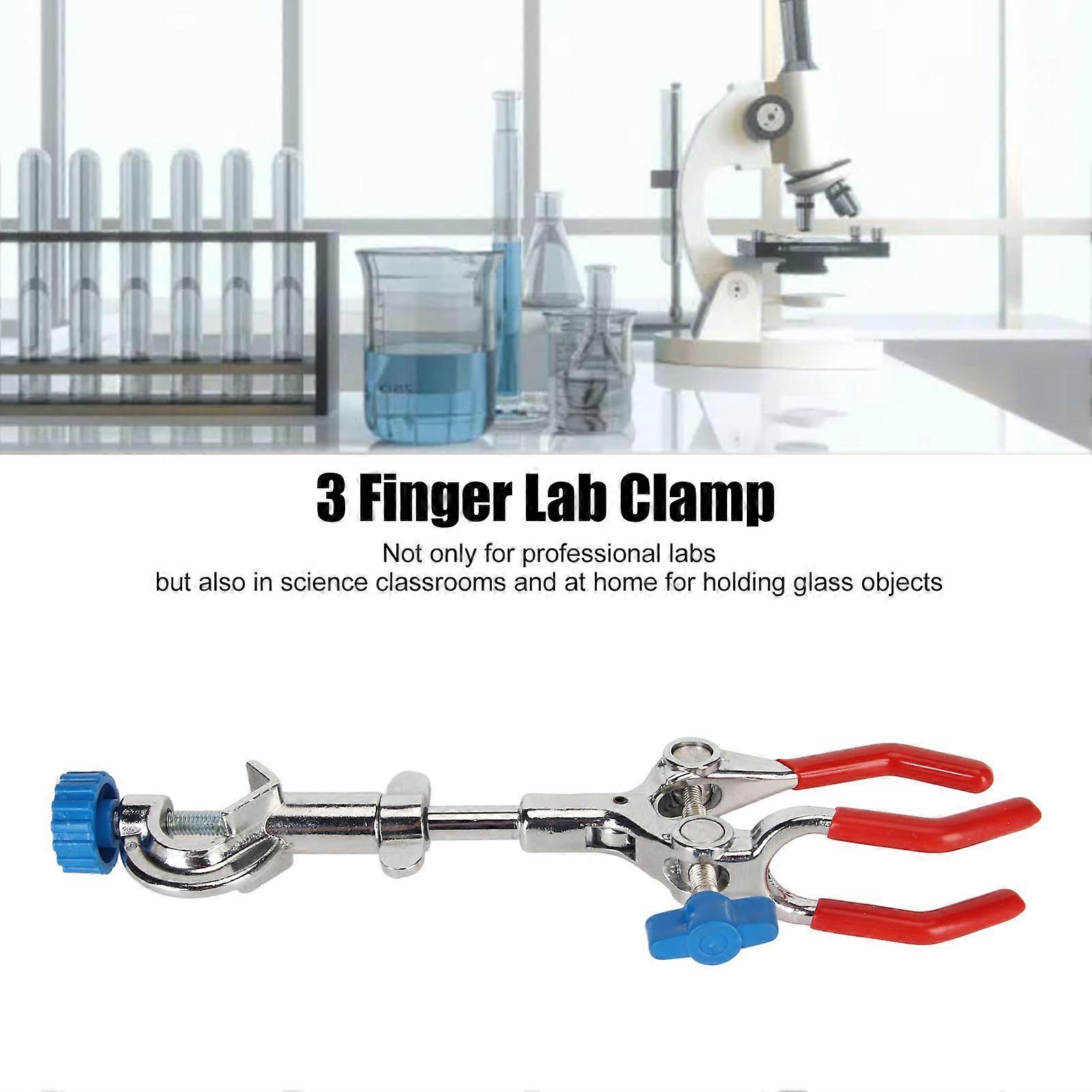 3 Prong Lab Clamp with Rubber Coating Pressure Adjustment 3 Finger ...
