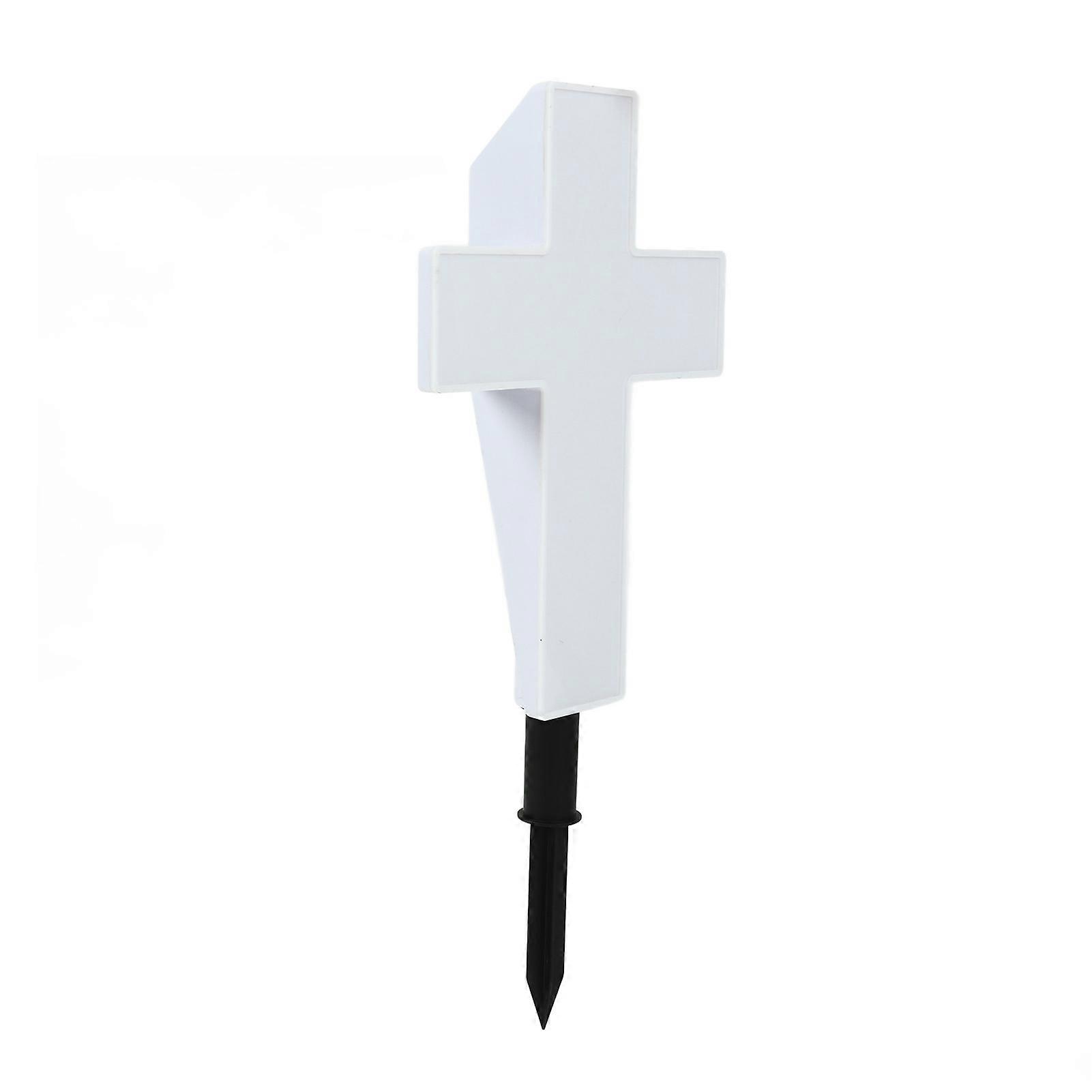 Solar Powered LED Cross Lights Graveside Memorial Headstone Stake ...