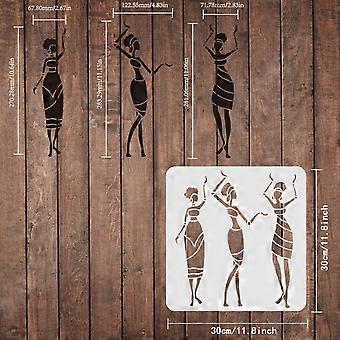 African Girl Drawing Painting Stencils Templates (11.8x11.8inch) Tribal ...