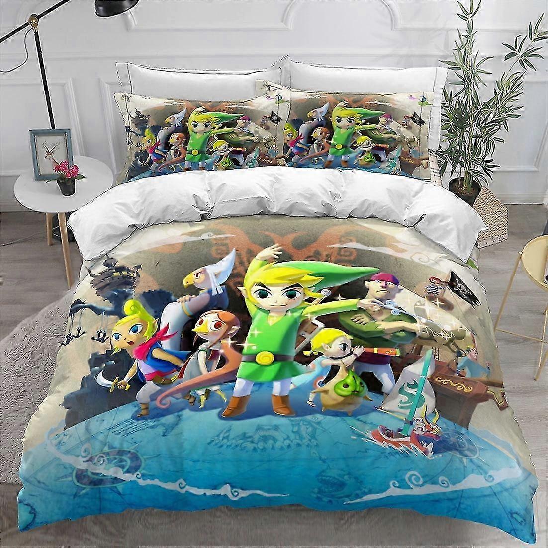 o34 Bed Sheets Zelda Anime Game3D Digital Printed Quilt Cover Three ...