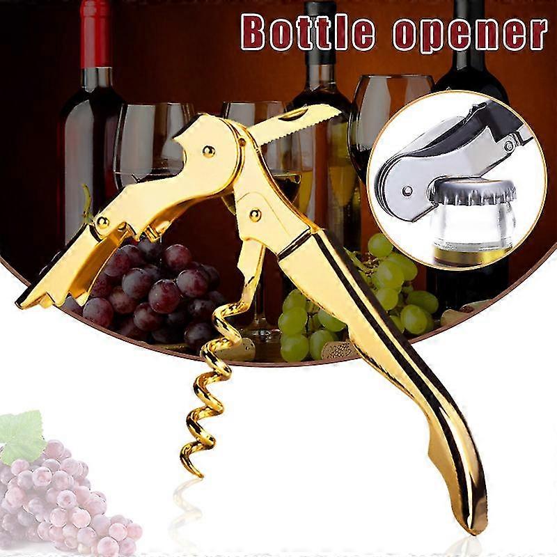 Gold Plated Corkscrew Double Hinge Waiters Wine Key Bottle Opener Party Bottle Opener | Fruugo UK