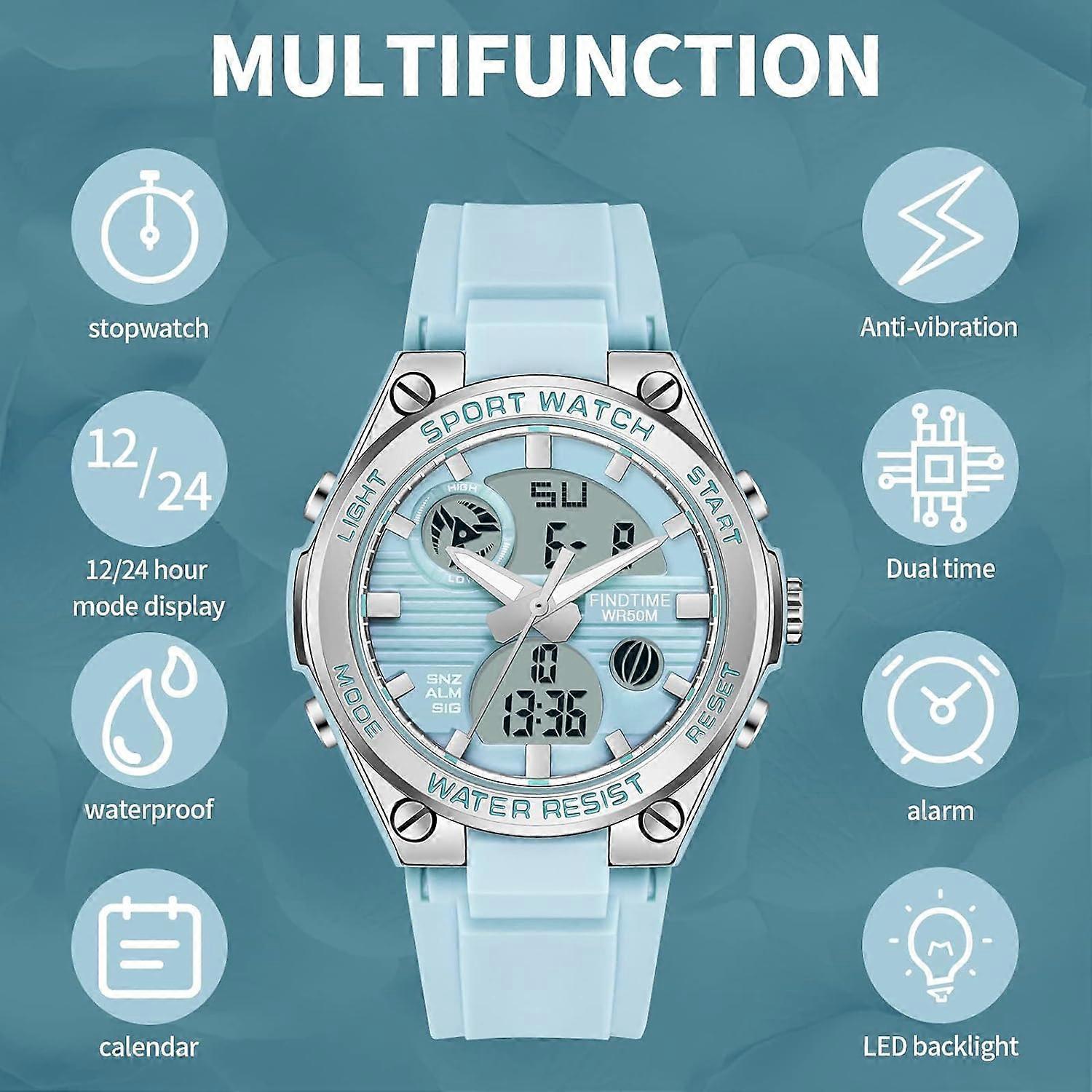 Ladies Sport Digital Watches Wrist Watch for Women with Waterproof Dual ...