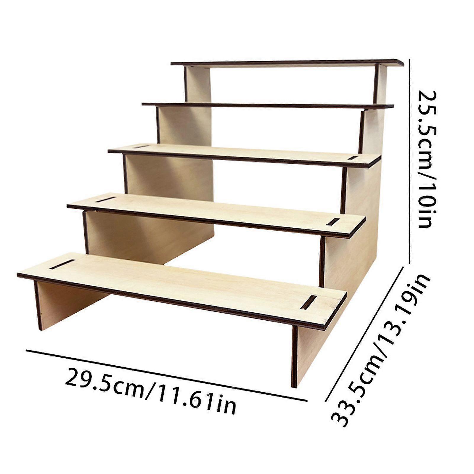 5-Tier Wooden Display Stand Tabletop Multi-tier Storage Rack Tiered ...