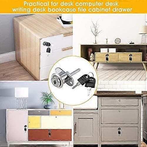 2 Pcs Office Drawer Lock with Keys Zinc Alloy Cylinder Lock for Wooden ...