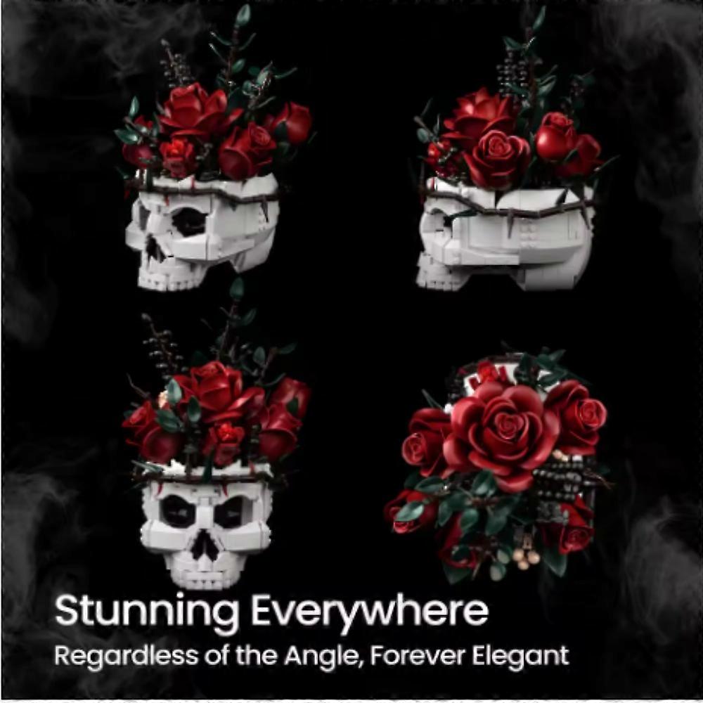 Gothic Skull Rose Bouquet Building Set, Compatible with Lego Flowers ...