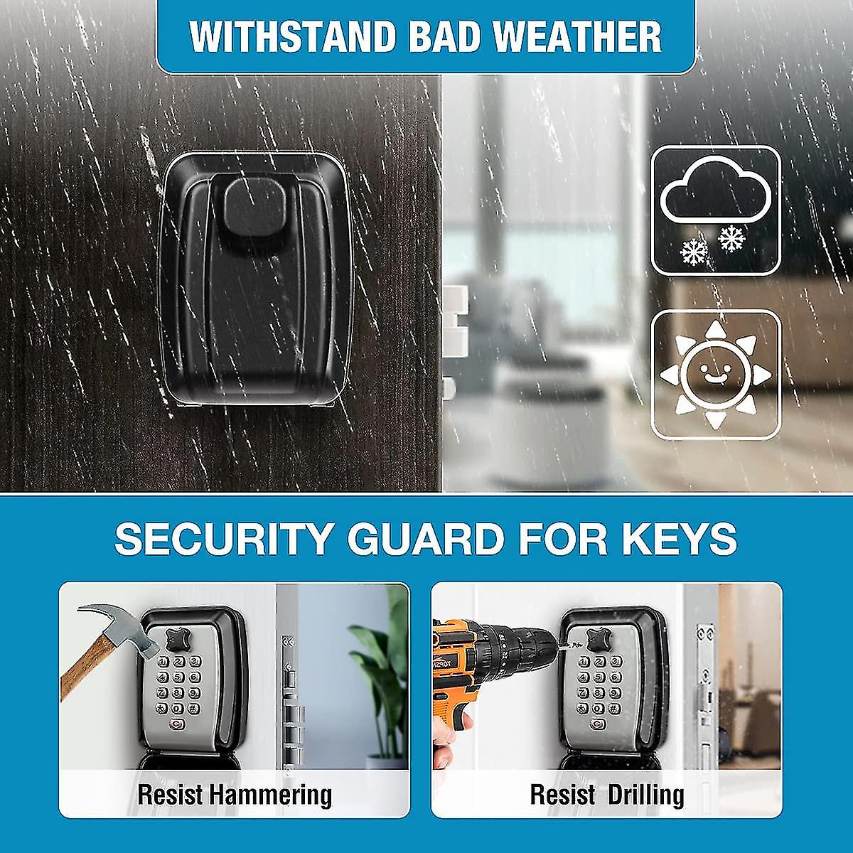 Waterproof Key Safe Wall Mounted Key Box Outdoor Key Box Safe Wall ...