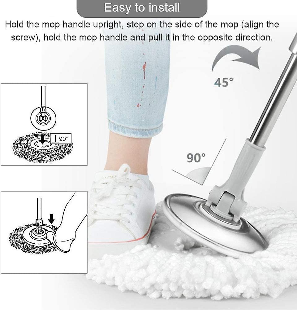 3pcs Microfiber Broom Heads, Mop Heads, Round Replacement Mop Heads 360 ...