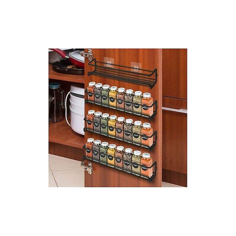 Set of 4 Metal Spice Racks Wall Mounted with Adhesive or Screw-on ...