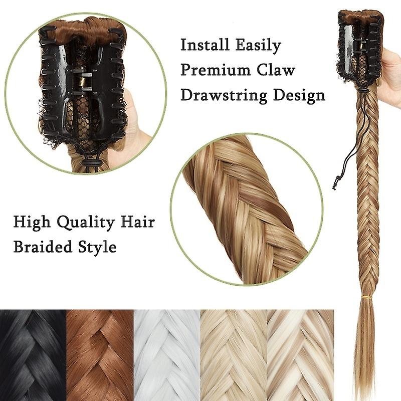 Plaited Fishtail Twist Braid Claw On Drawstring Clip In Ponytail Hair ...