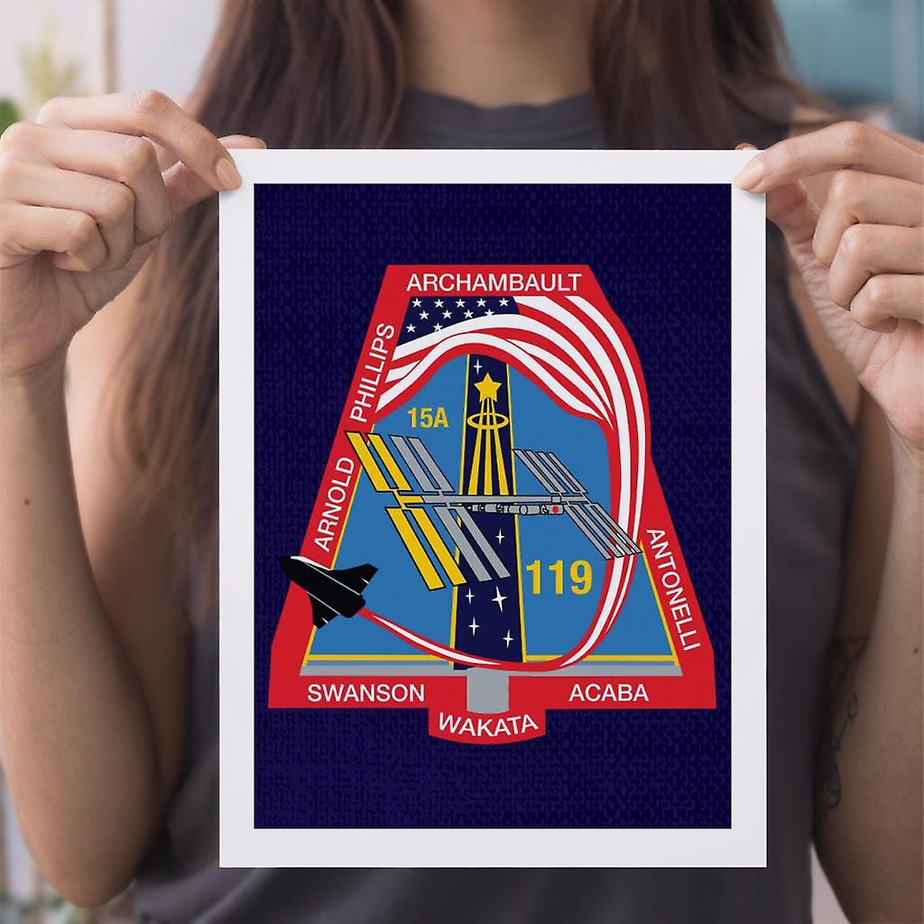 NASA STS 119 Space Shuttle Discovery Mission Patch A4 Print | Fruugo UK